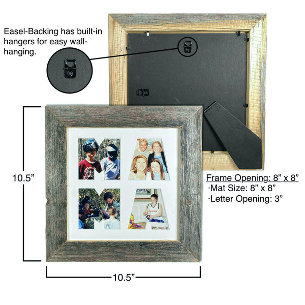 Mama Picture Frame Made from Reclaimed Wood with White Mat - Barnwood USA