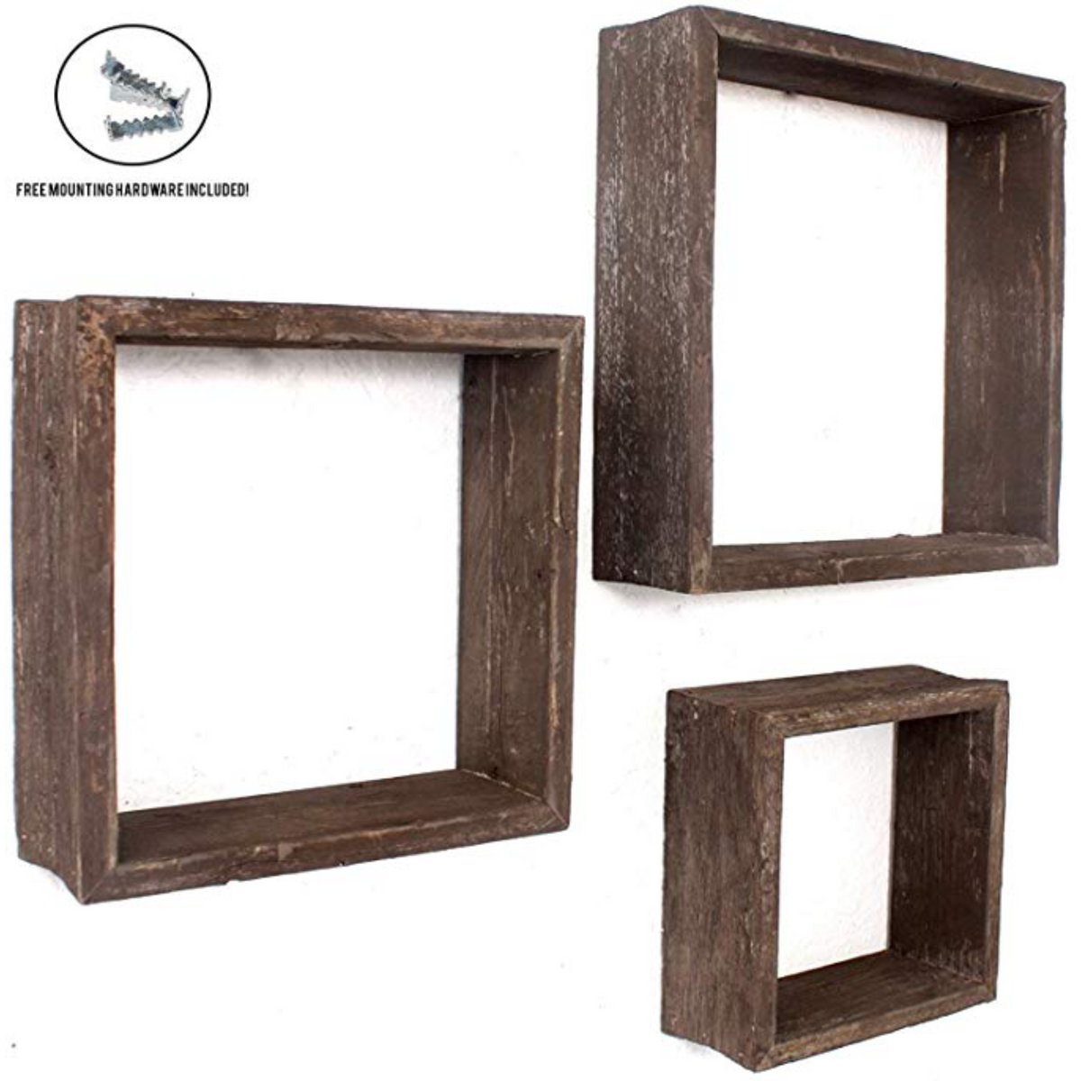 Rustic Farmhouse Floating Box Shelves - Barnwood USA