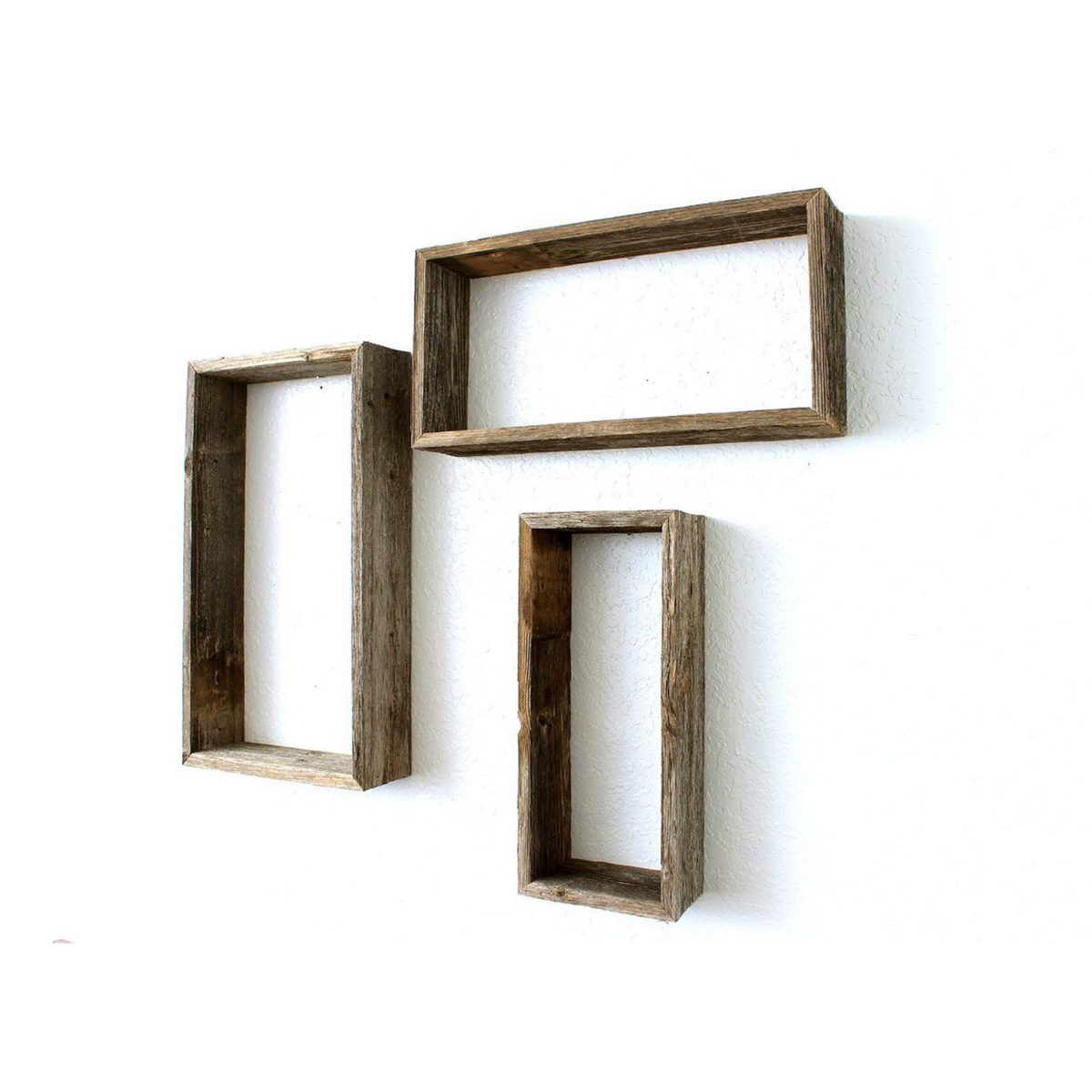 Rustic Farmhouse Floating Rectangle Shelves - Barnwood USA