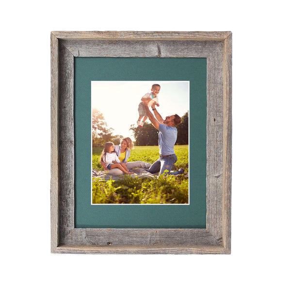 Rustic Signature Picture Frame with Hunter Green Mat - Barnwood USA