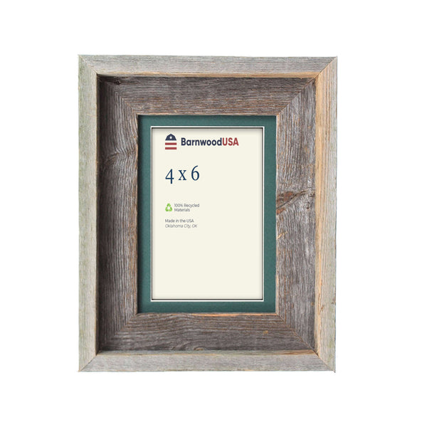 Rustic Signature Picture Frame with Hunter Green Mat - Barnwood USA